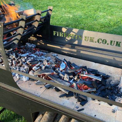 Asado BBQ with Log Store, Outdoor Cooking Station, Firepit With BBQ